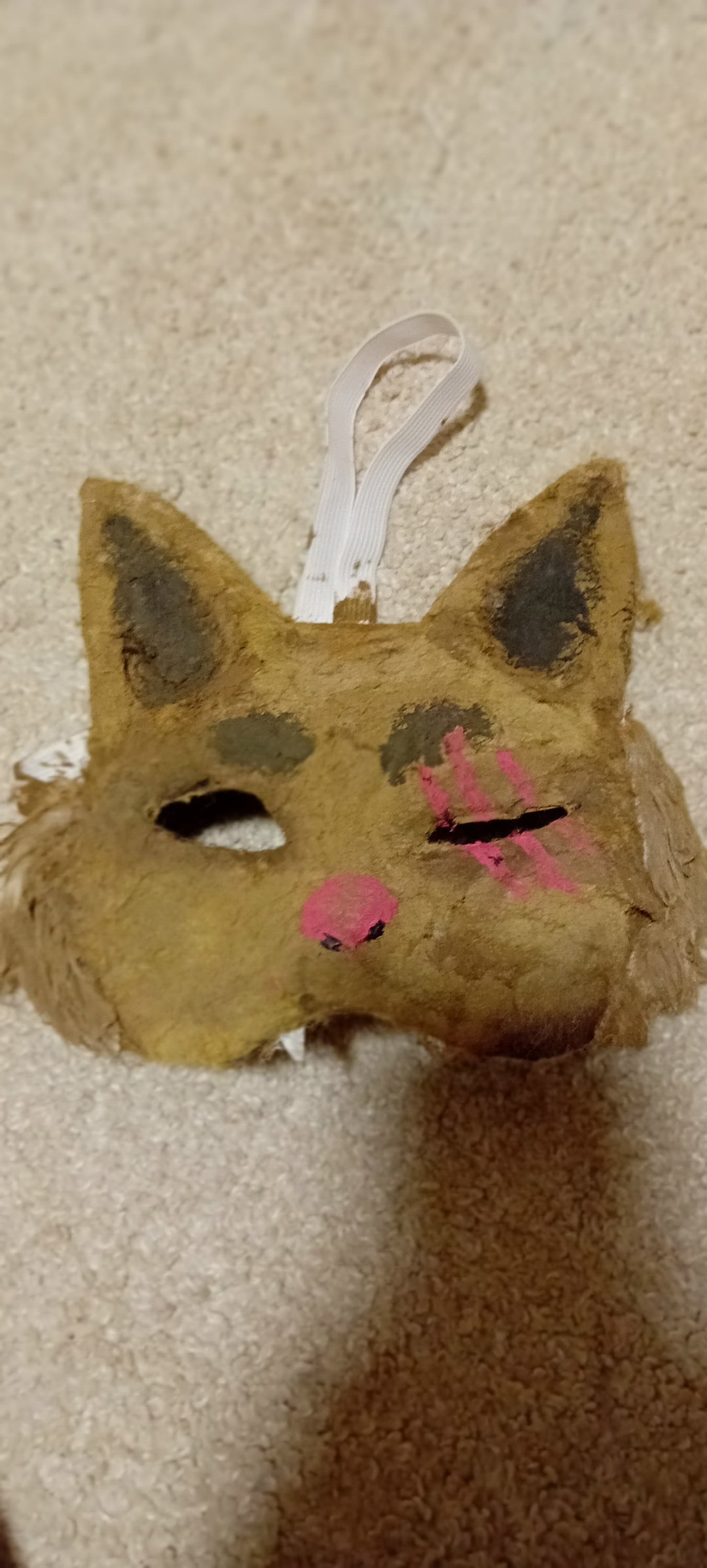 Brown-yellow Therian Mask/quadrobics Mask, Compfy on Face - Etsy