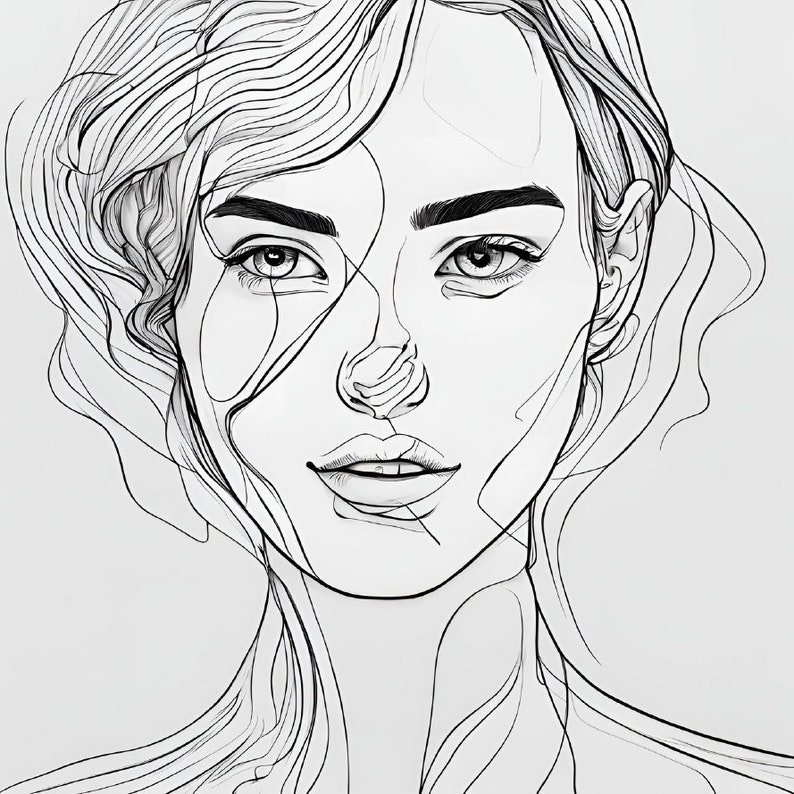 Unique Line Art Drawing on Canvas Print, Perfect for Modern Decor. High ...