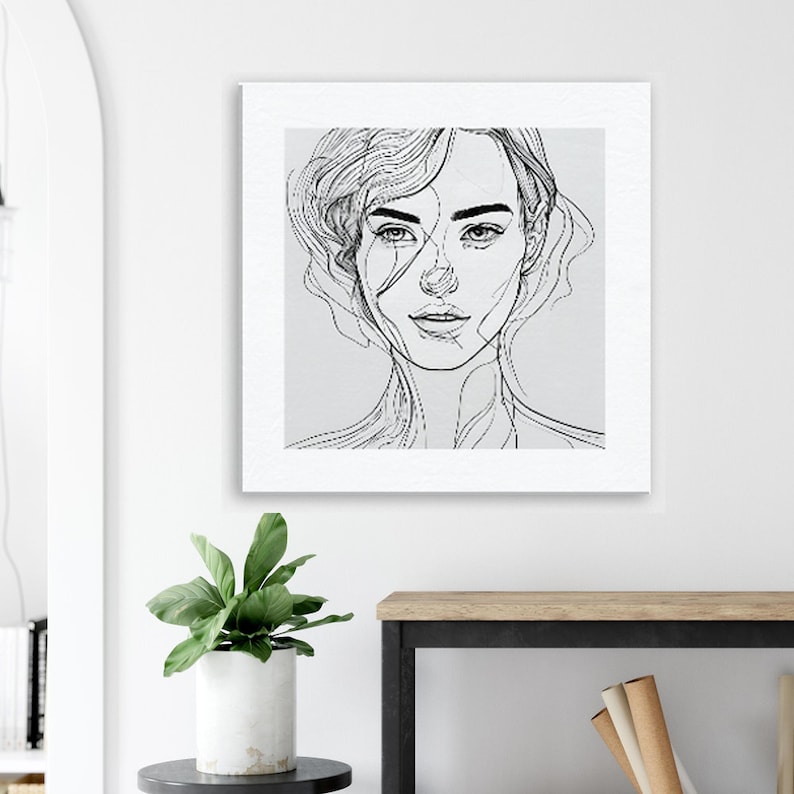 Unique Line Art Drawing on Canvas Print, Perfect for Modern Decor. High ...