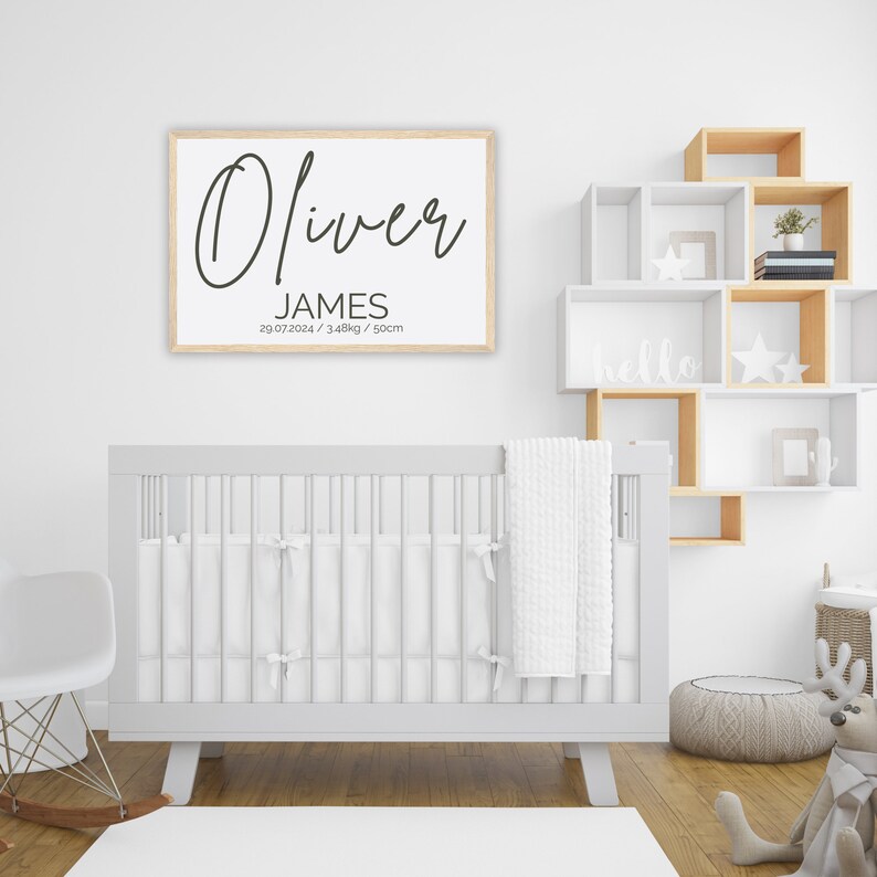 Custom Wooden Framed Nursery Name Sign Framed Baby Room Name Sign ...