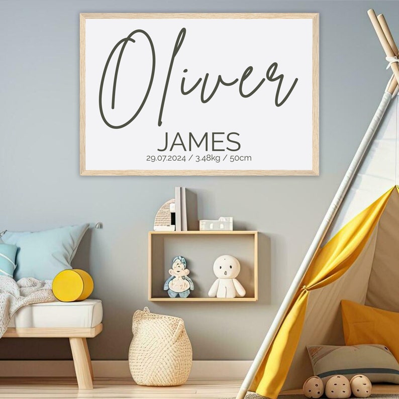 Custom Wooden Framed Nursery Name Sign Framed Baby Room Name Sign ...