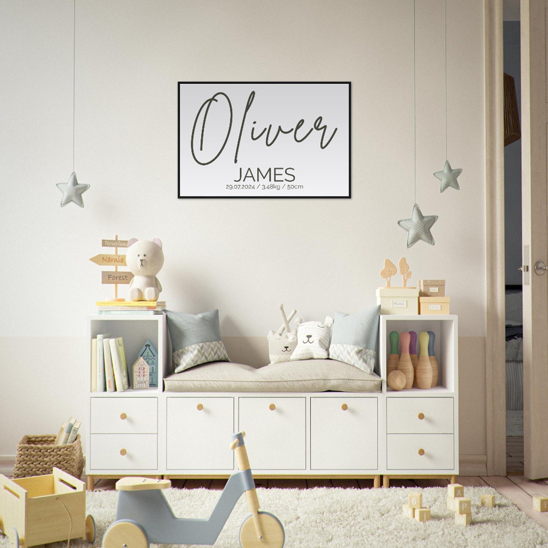 Custom Nursery Name Sign | Framed Baby Room Name Sign | Nursery Name ...