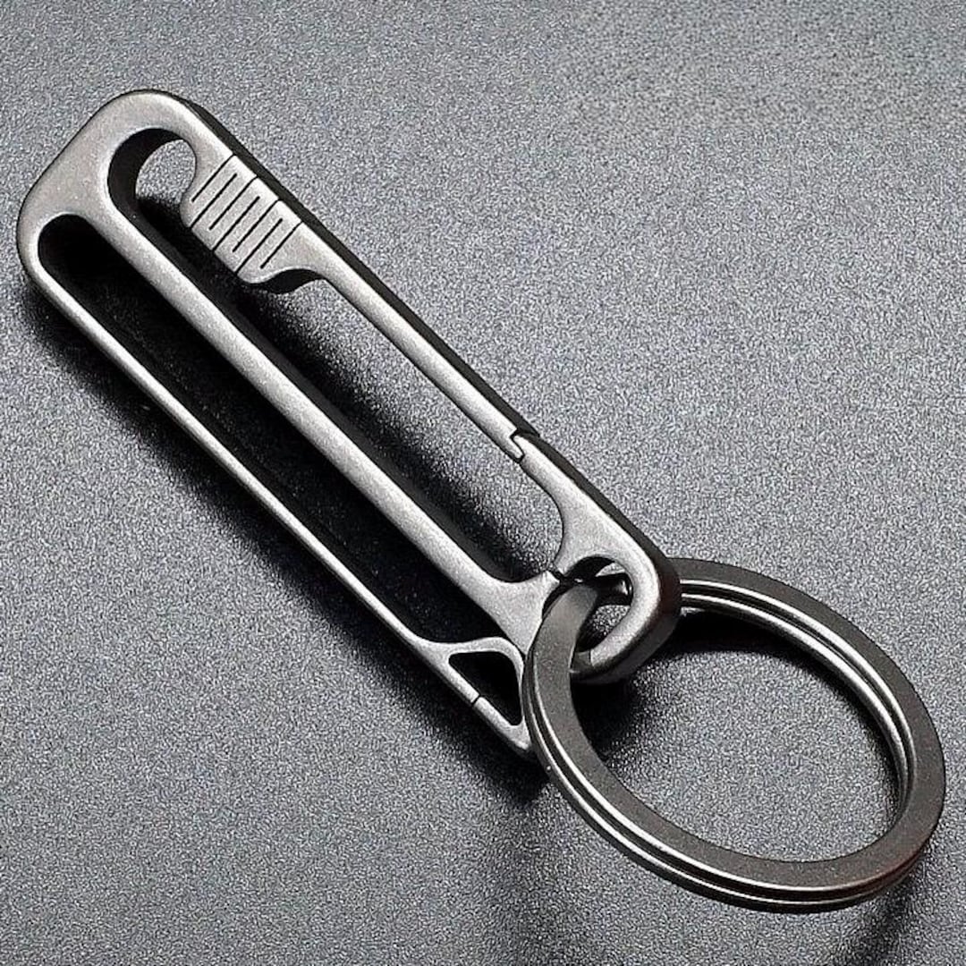 Titanium Key Holder, Belt Loop and Clip With Titanium Key Ring; Easily Carry Car Keys, Badges ...