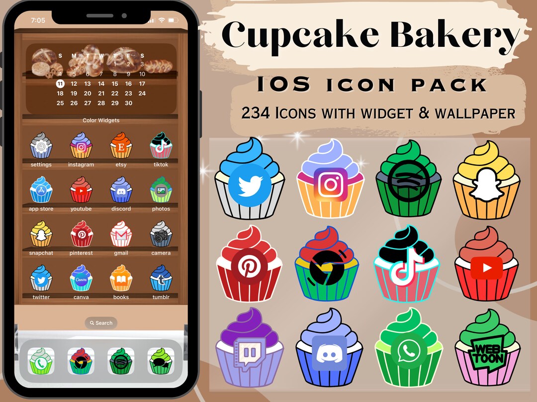 Cupcake Bakery IOS Icons, Kawaii Apps, Sweets, Cute Iphone, Cute ...
