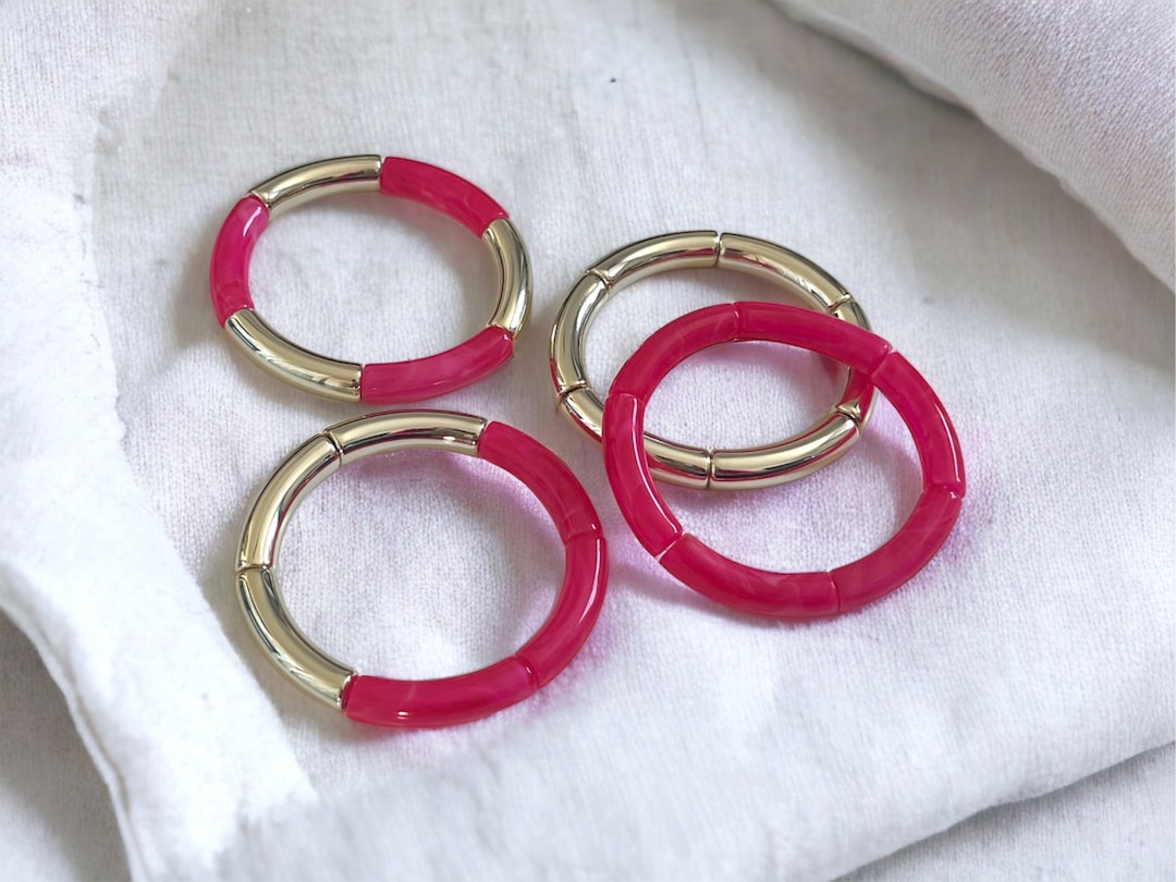 Tube Bracelet Valentines Gift Bracelet for Women/ Pink Acrylic Tube ...