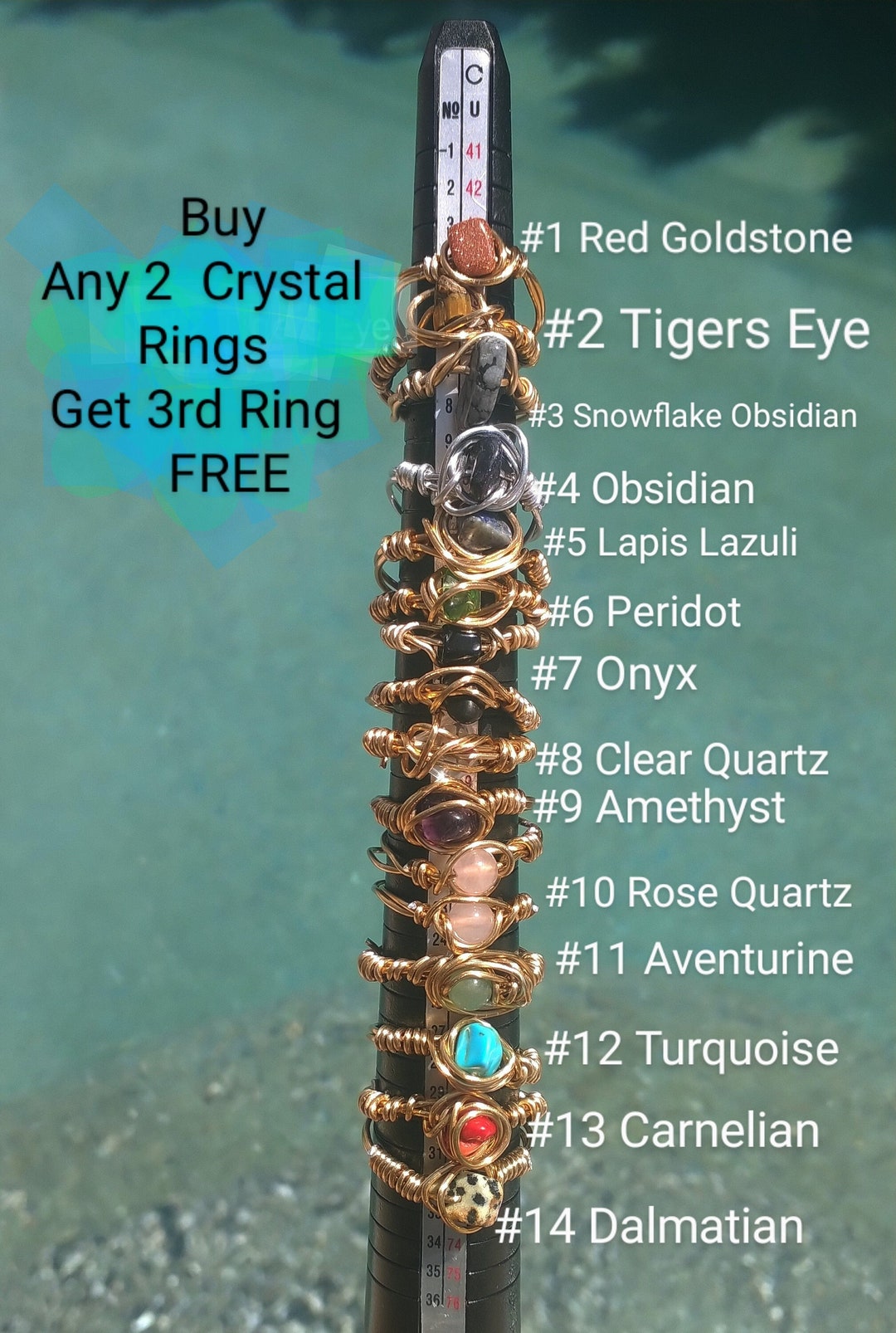 Silver Crystal Rings| Beautiful| Custom Size| Unique Gift| Natural Cut ...