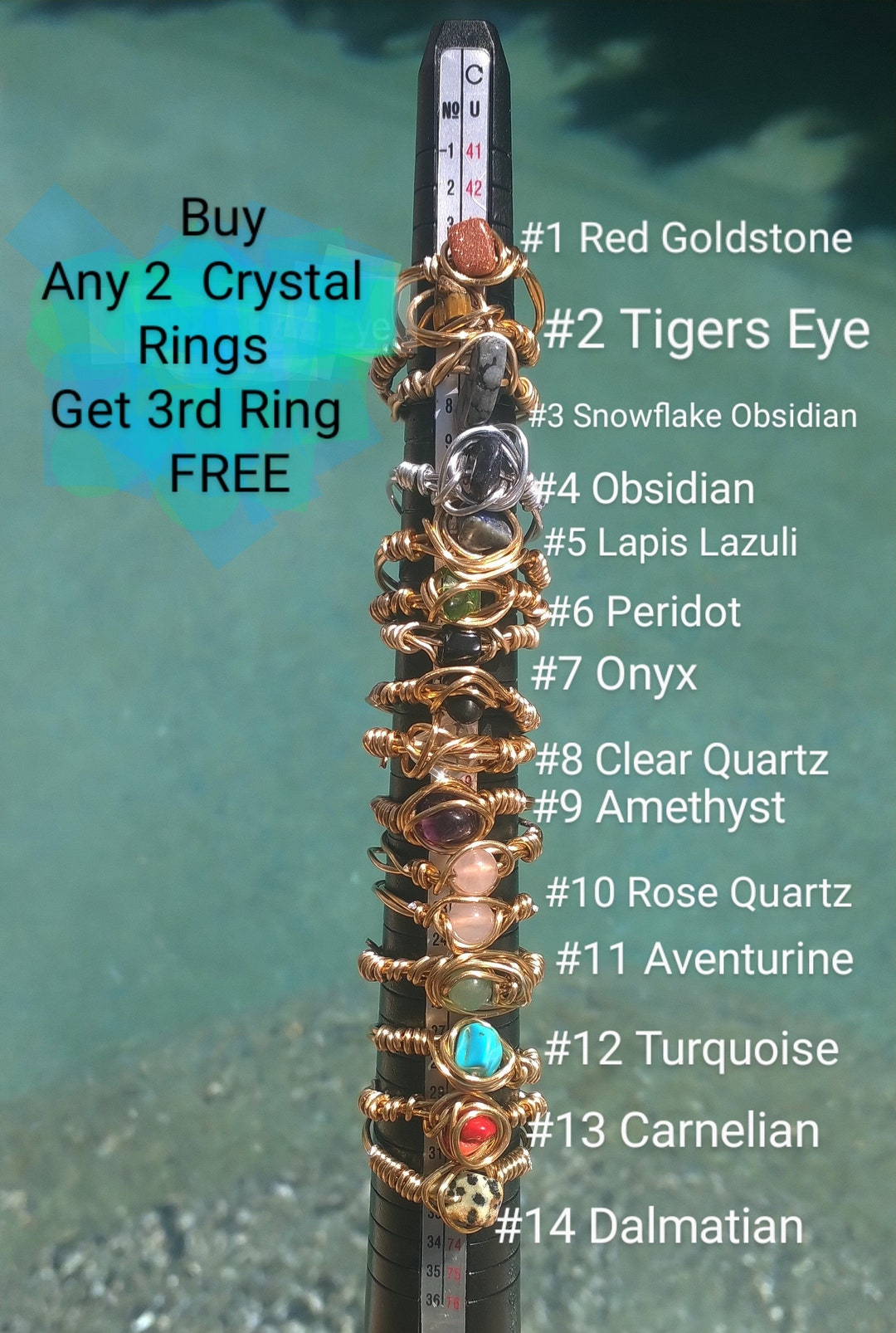 Gold Crystal Rings Raw Natural Cut Gemstone, Beautiful Handmade, Unique ...