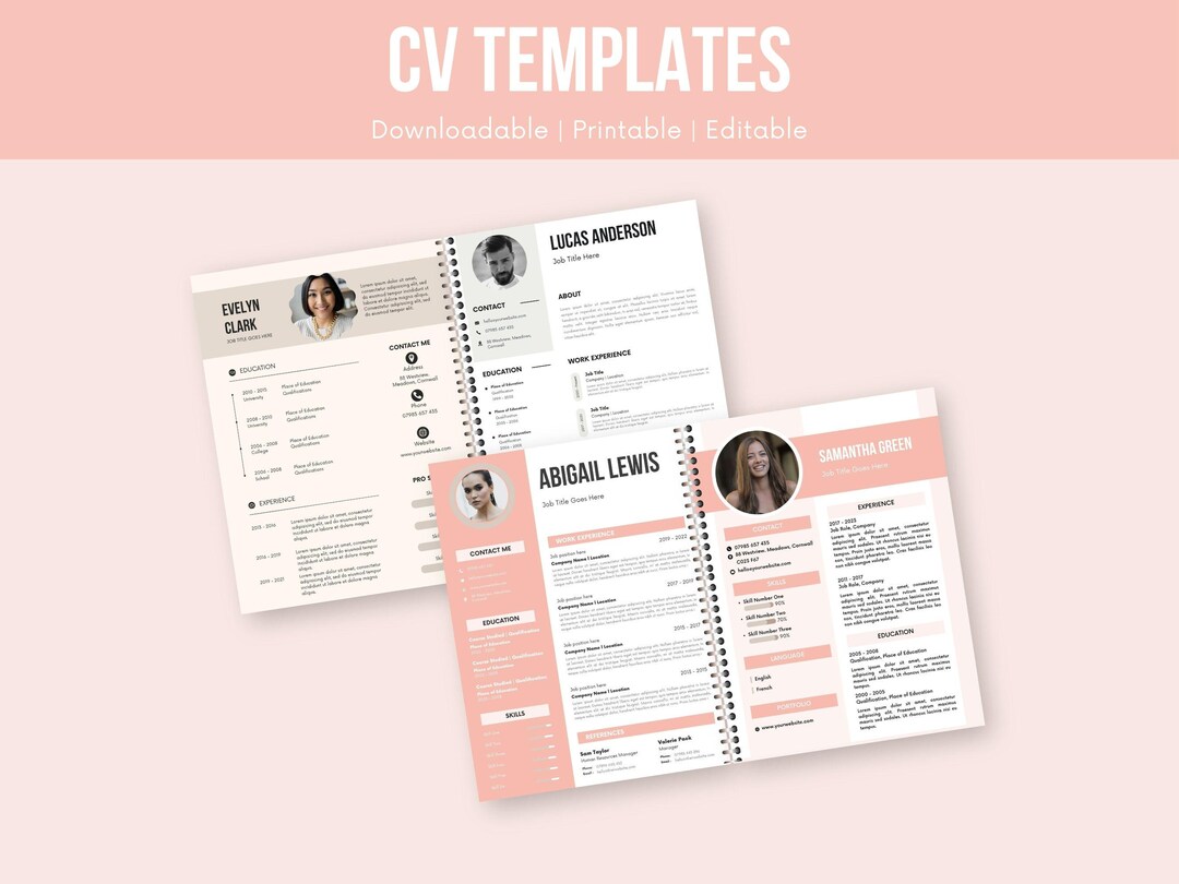 Editable CV Templates - Customizable in Canva - Professional Resumes to ...
