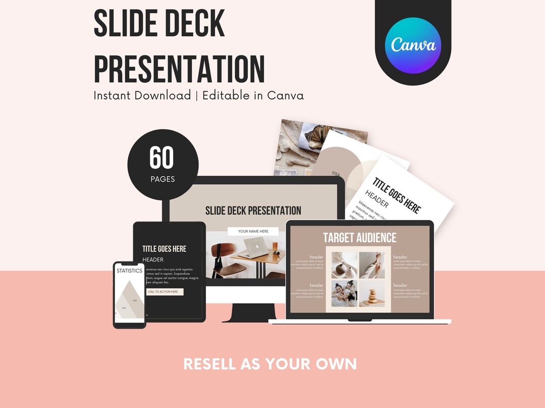 60-slide Deck Presentation Template | Professional & Customizable ...