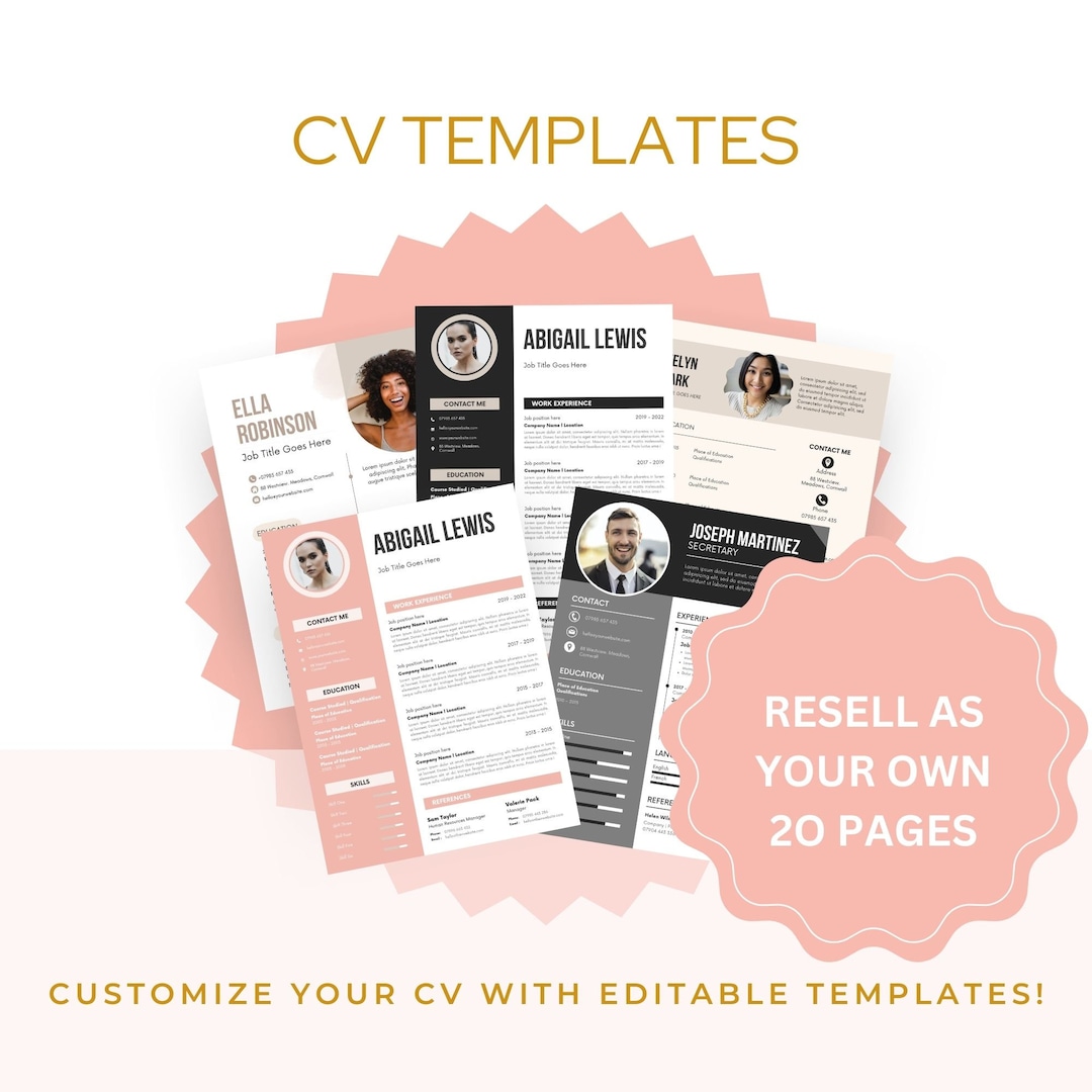 Editable CV Templates - Customizable in Canva - Professional Resumes to ...