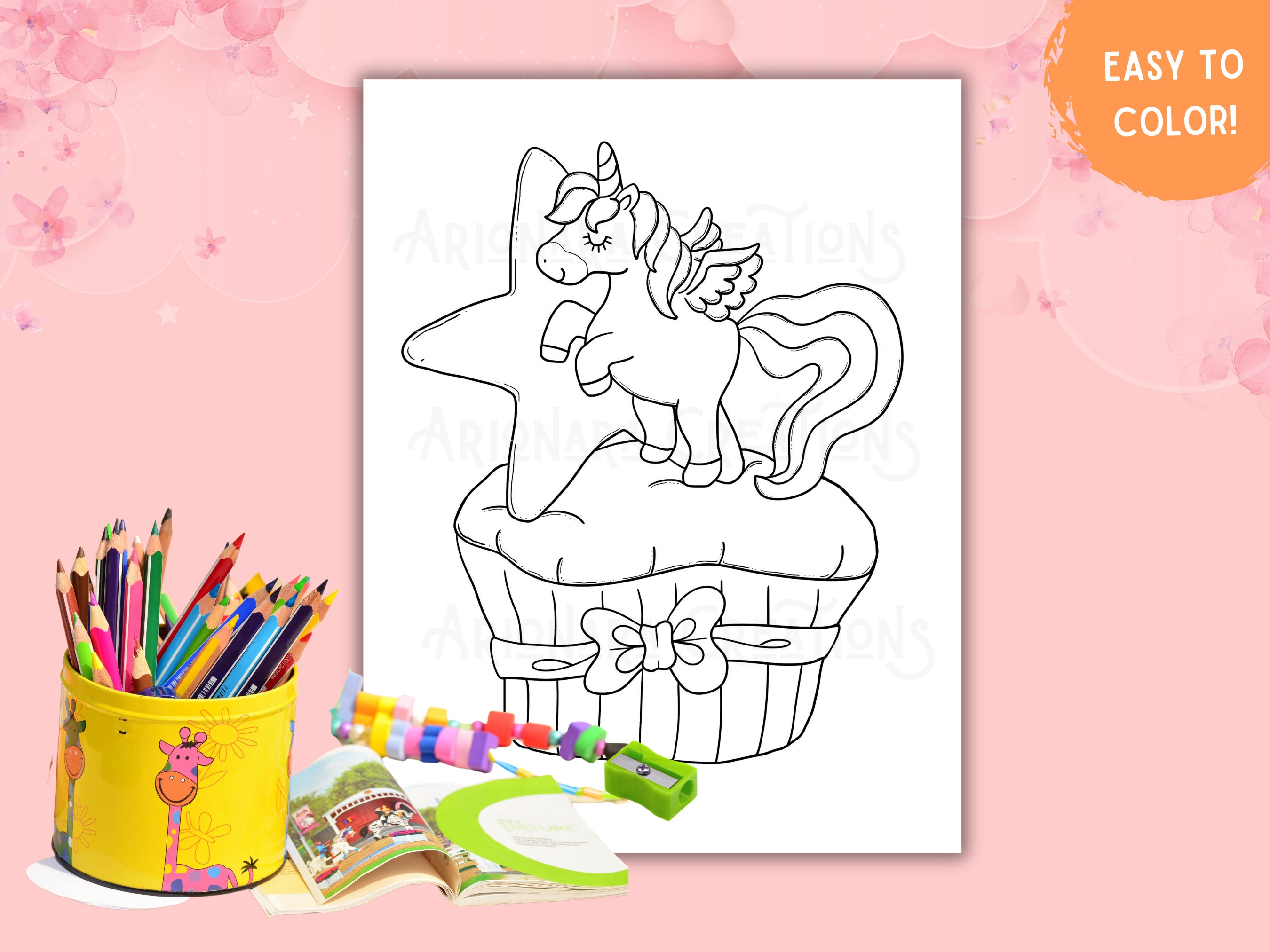 Whimsical Unicorn Cupcakes Coloring Pages for Kids | 10 Printable PDF ...