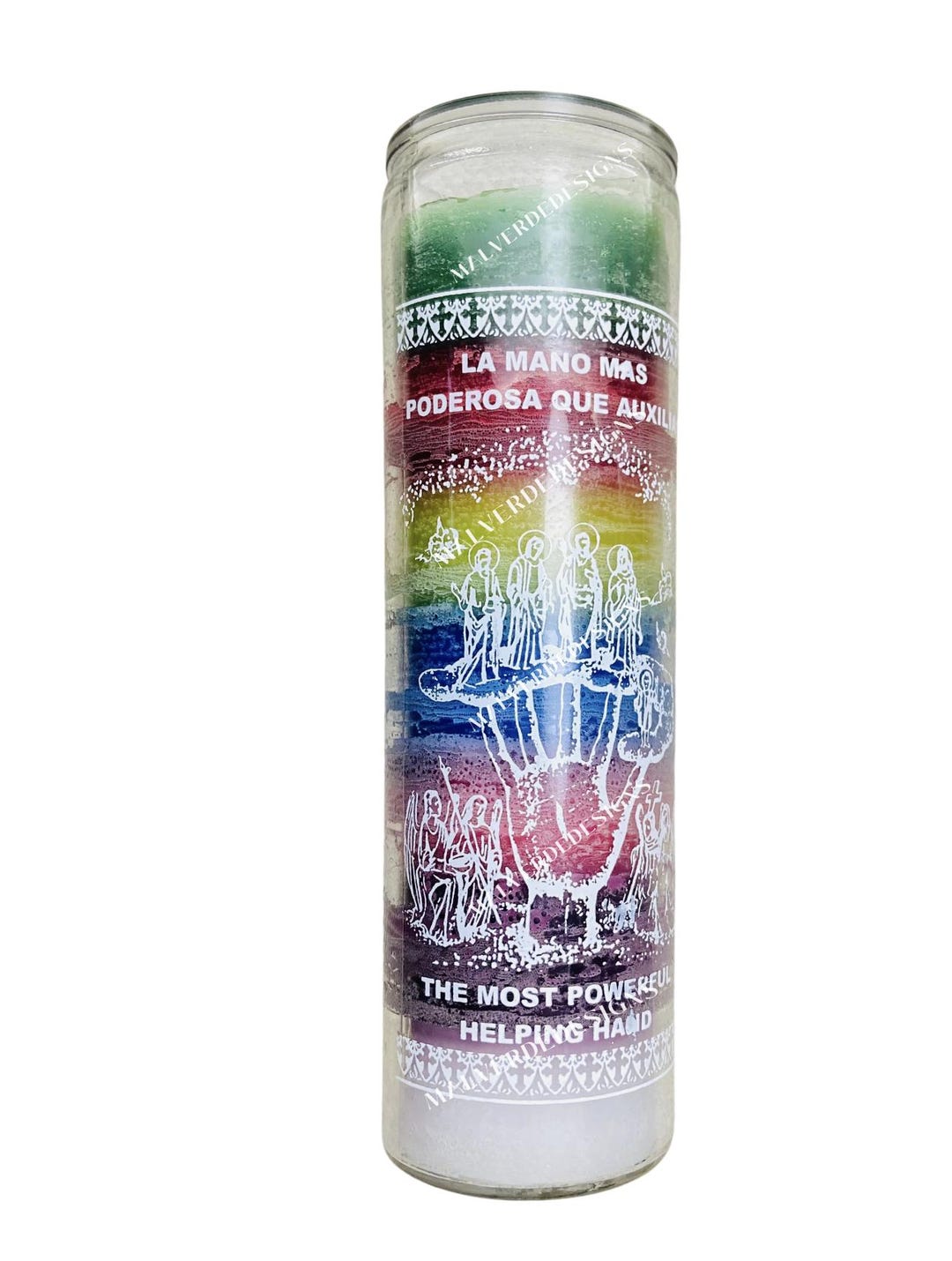 The Most Powerful Helping Hand Glass Candle, Spiritual Glass Candle, La ...