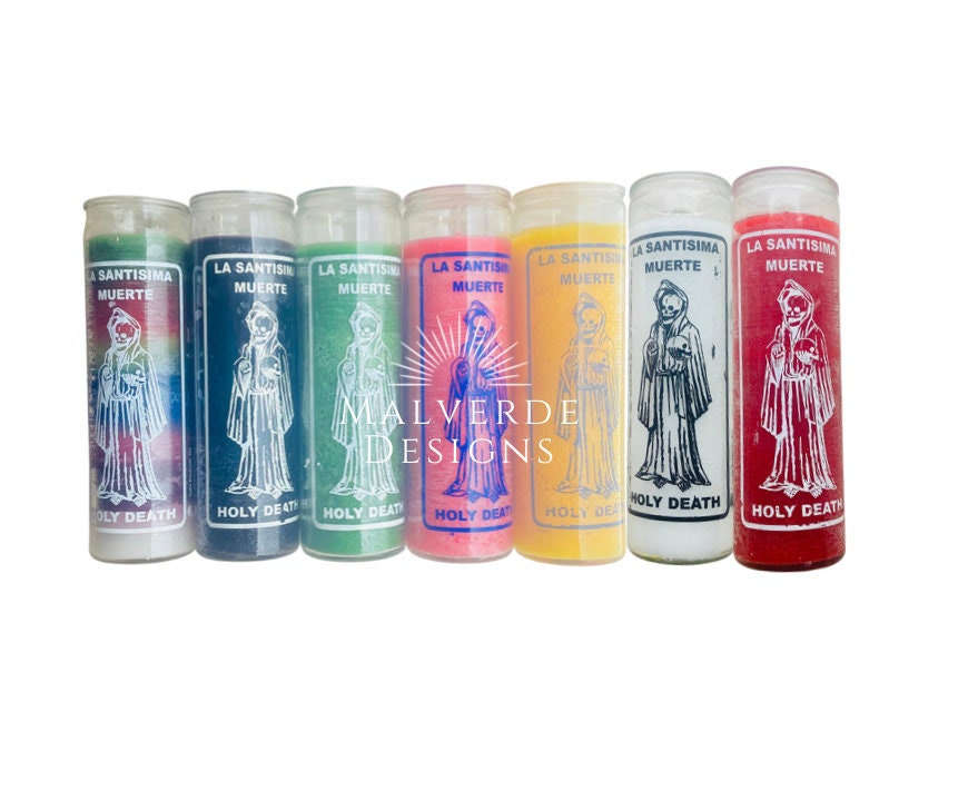 Holy Death Glass Candle, Protection Candles, Altar, Offering and More ...