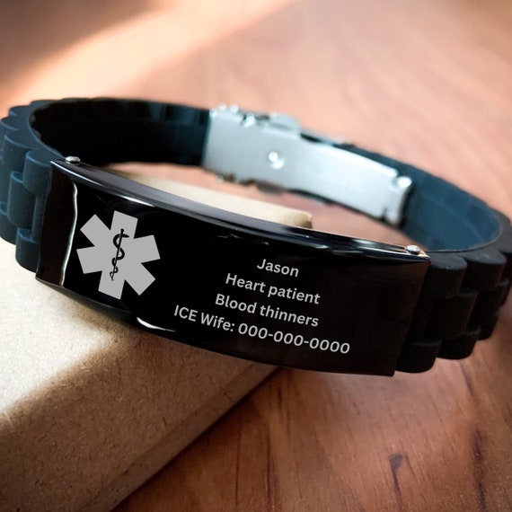 Personalized Medical Alert Bracelet customized Medical ID Bracelet Emergency Bracelet engraved Medical Information Bracelet patient Gift Etsy