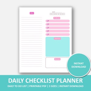 Printable Daily Checklist Planner - Etsy Australia