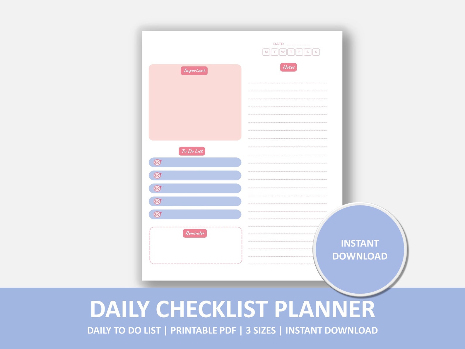 Printable Daily Checklist Planner - Etsy