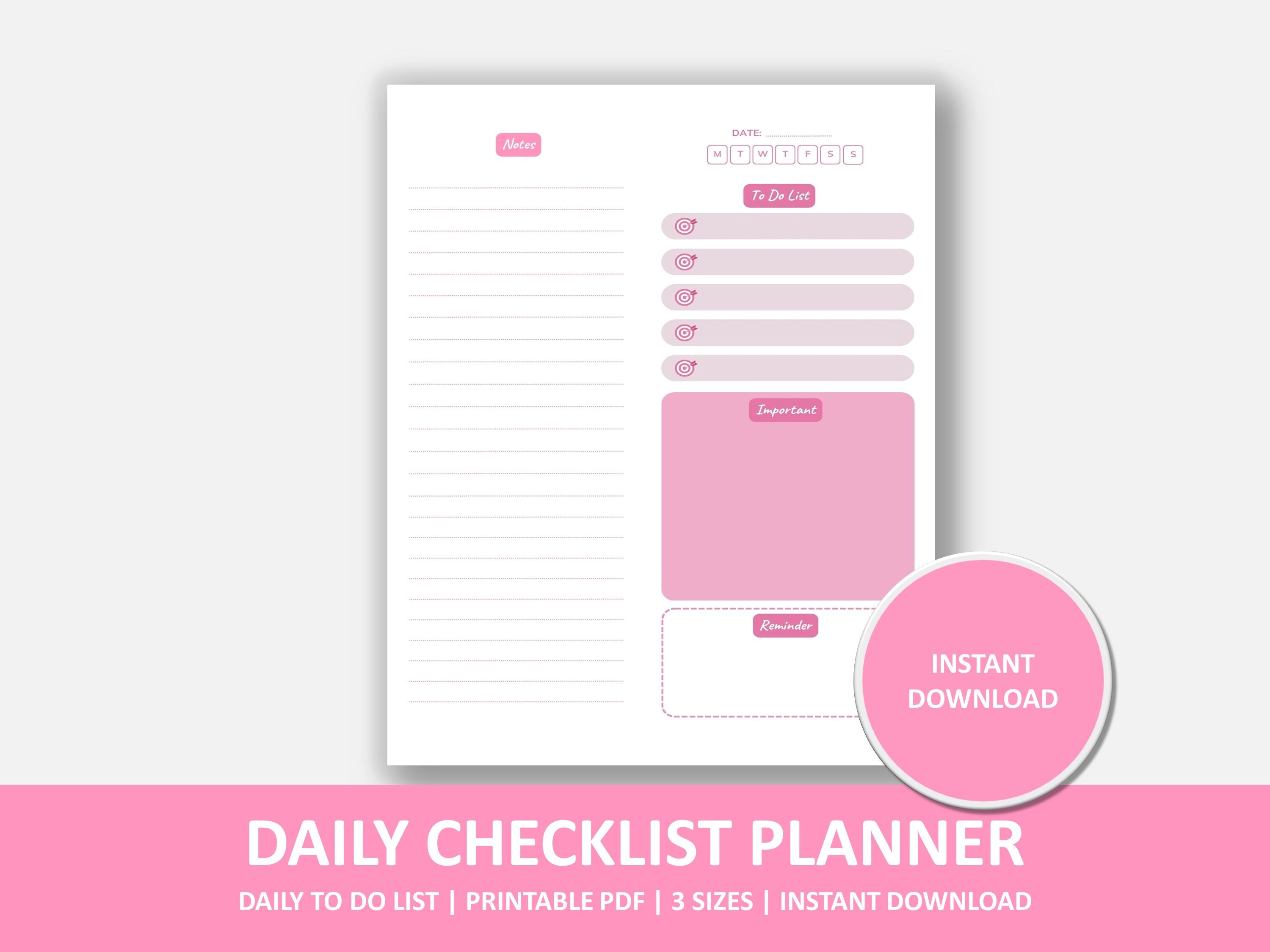 Printable Daily Checklist Planner - Etsy Australia