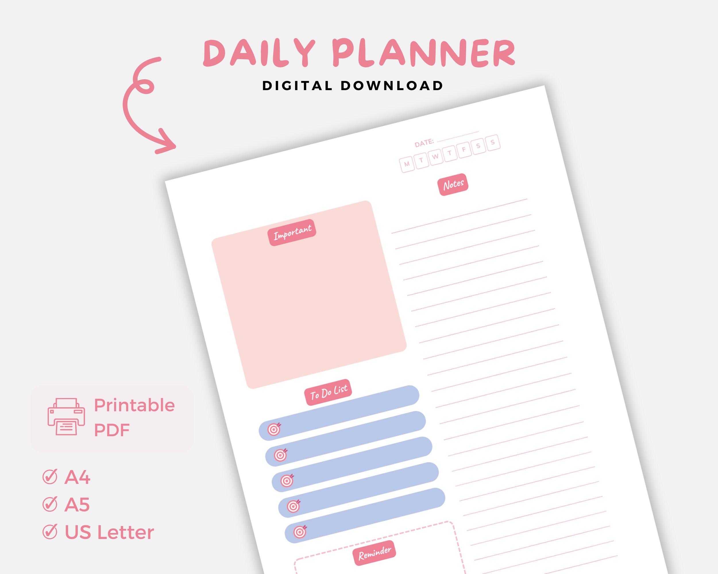 Printable Daily Checklist Planner - Etsy
