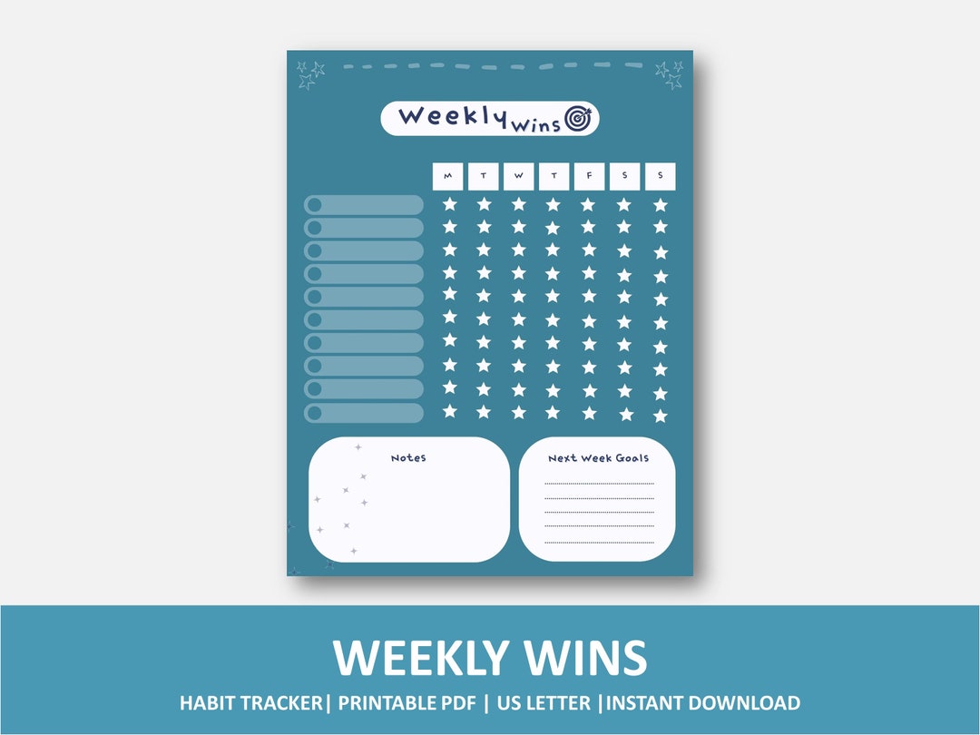 Printable Weekly Wins Habit Tracer - Etsy