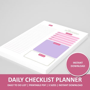 Printable Daily Checklist Planner - Etsy