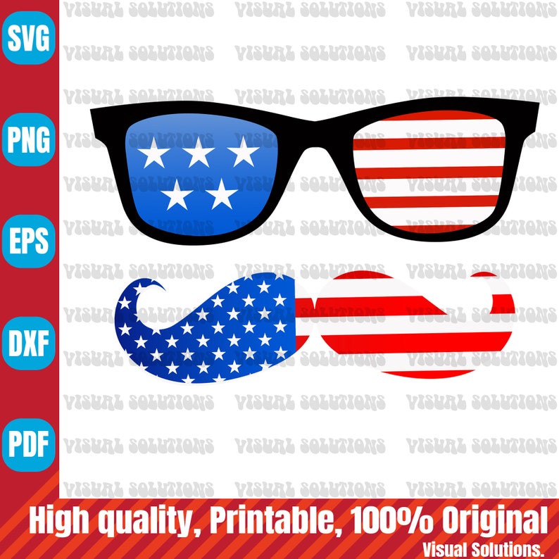 4 de julio Bigote SVG, USA Memorial Day svg, Día de la Independencia ...