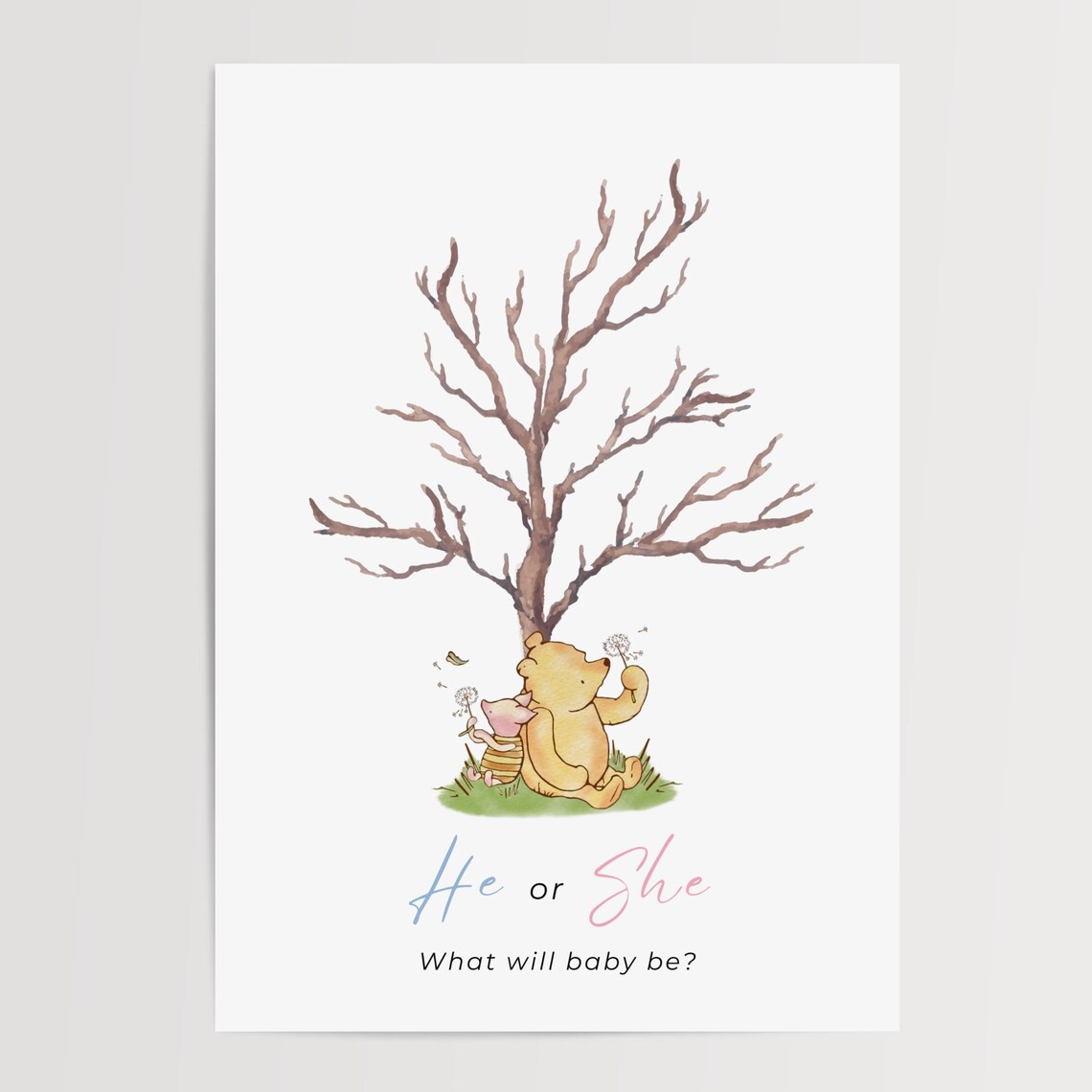 Winnie and Piglet Gender Reveal Fingerprint Tree | Gender Reveal Guest ...