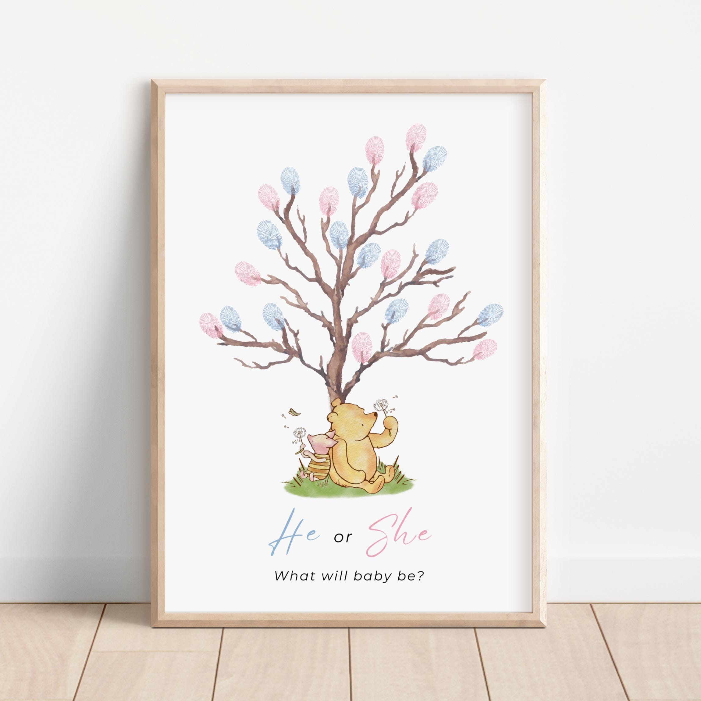 Winnie and Piglet Gender Reveal Fingerprint Tree | Gender Reveal Guest ...