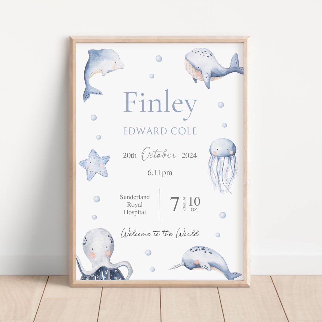 Under the Sea Birth Details Print: Personalised Nursery Wall Art - Etsy