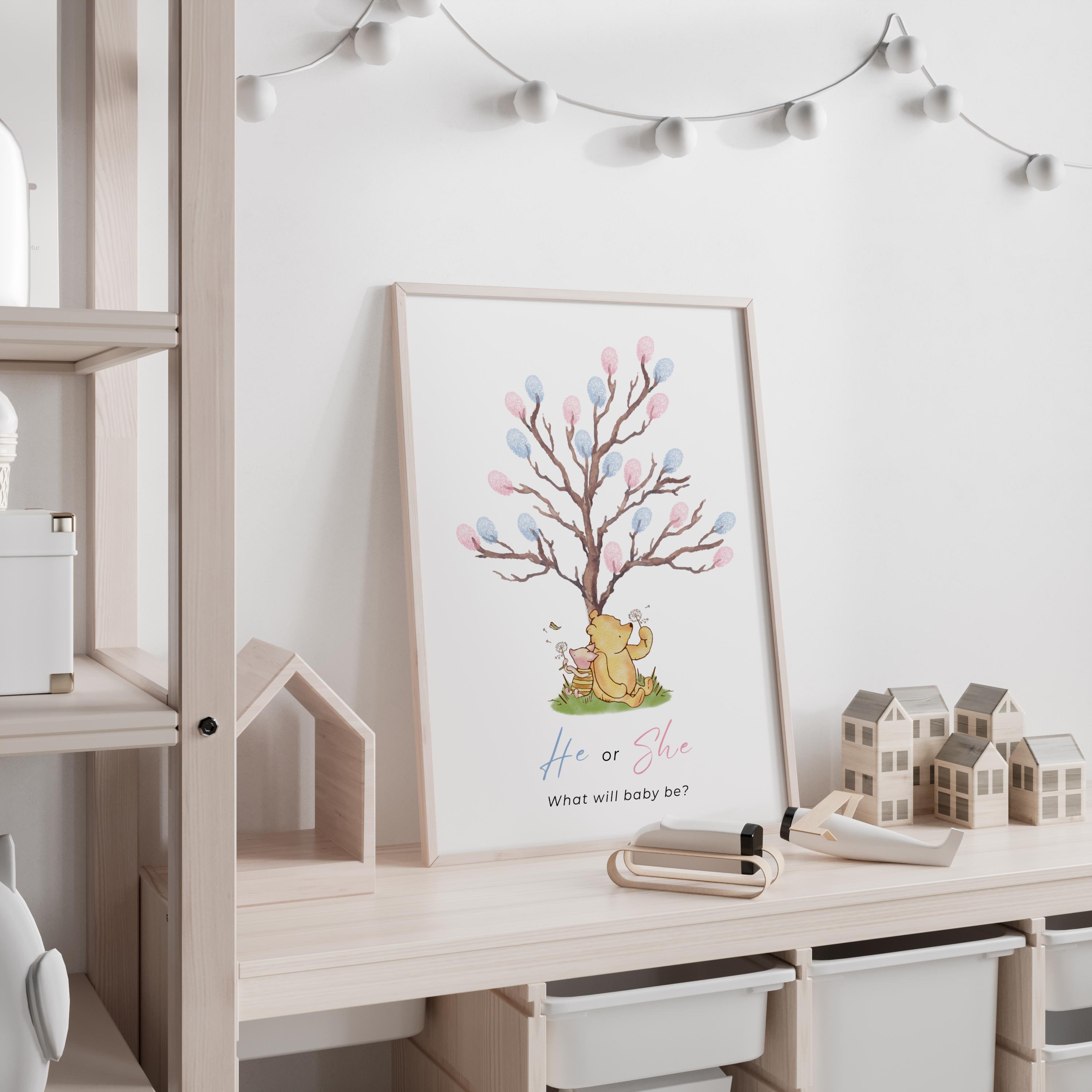 Winnie and Piglet Gender Reveal Fingerprint Tree | Gender Reveal Guest ...