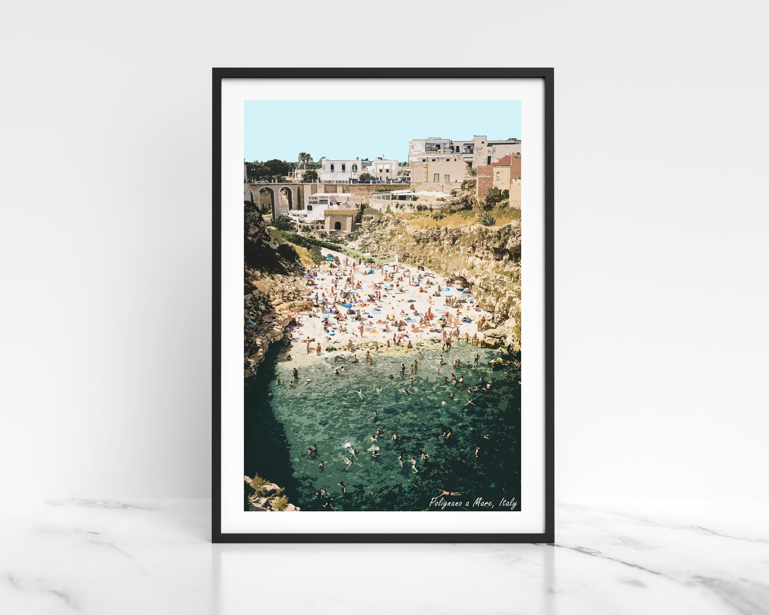 Polignano a Mare Italy Illustration Travel Print Poster - Etsy