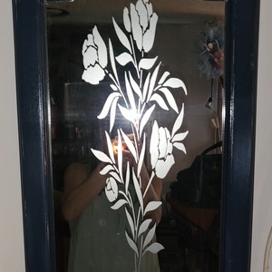 Stained and Etched Rose Mirror - Etsy