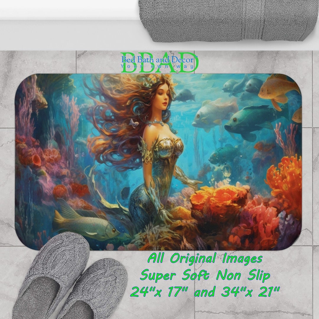 Mermaid Bath Mat: Enchanting Underwater Bathroom Decor - Etsy
