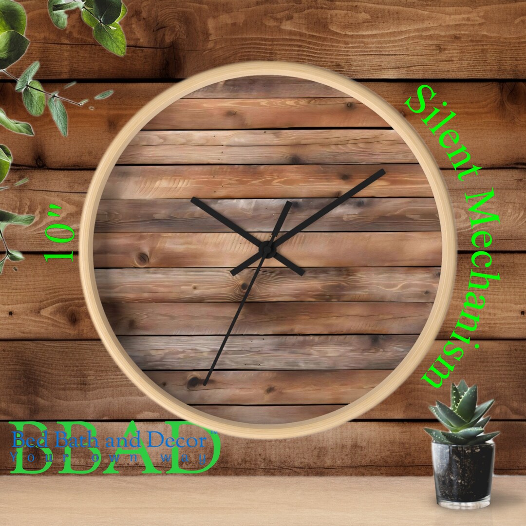 Horizontal Wooden Plank Wall Clock Modern Farmhouse Decor, Rustic ...