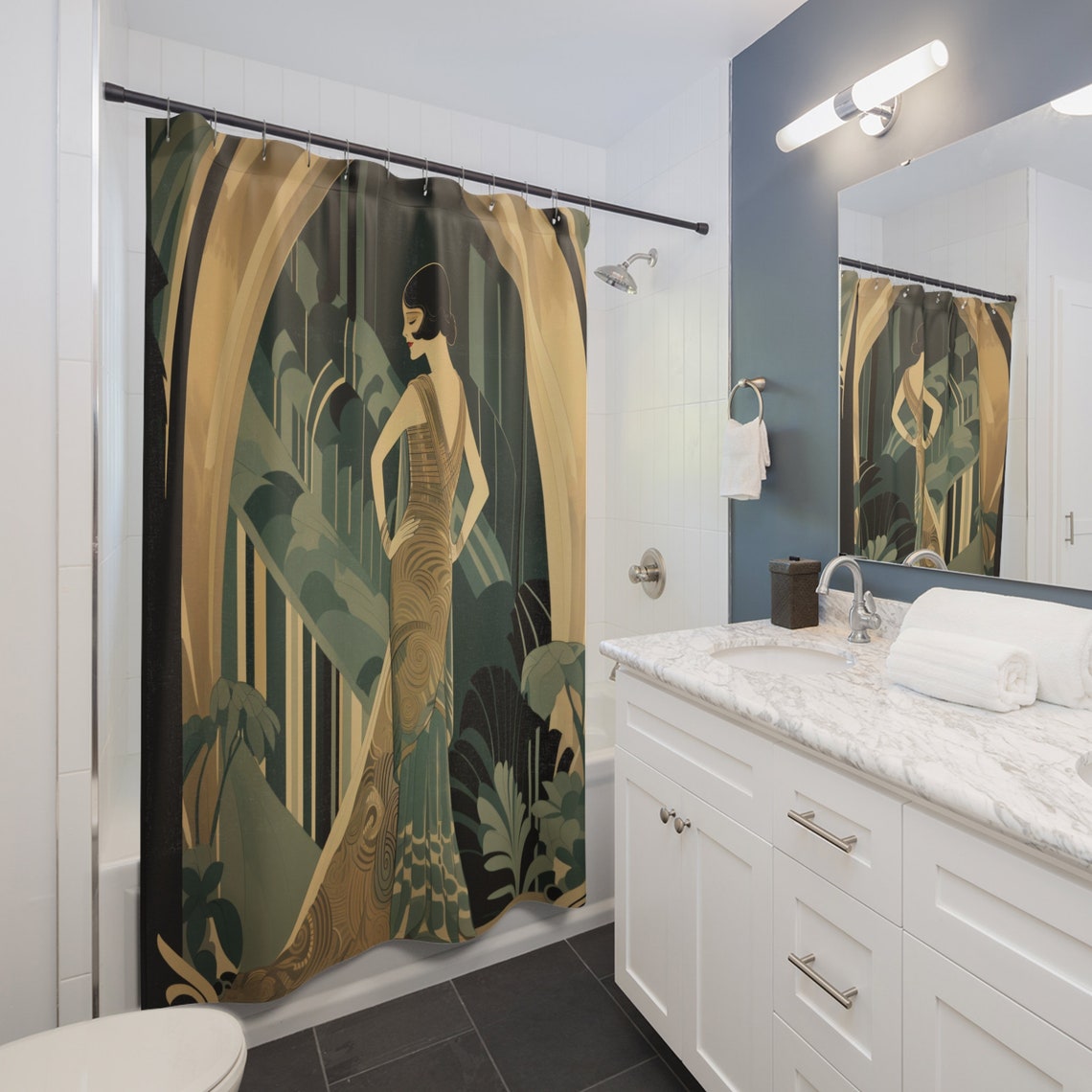 1920s Elegant Art Deco Vintage Flapper Shower Curtain Timeless Classic ...