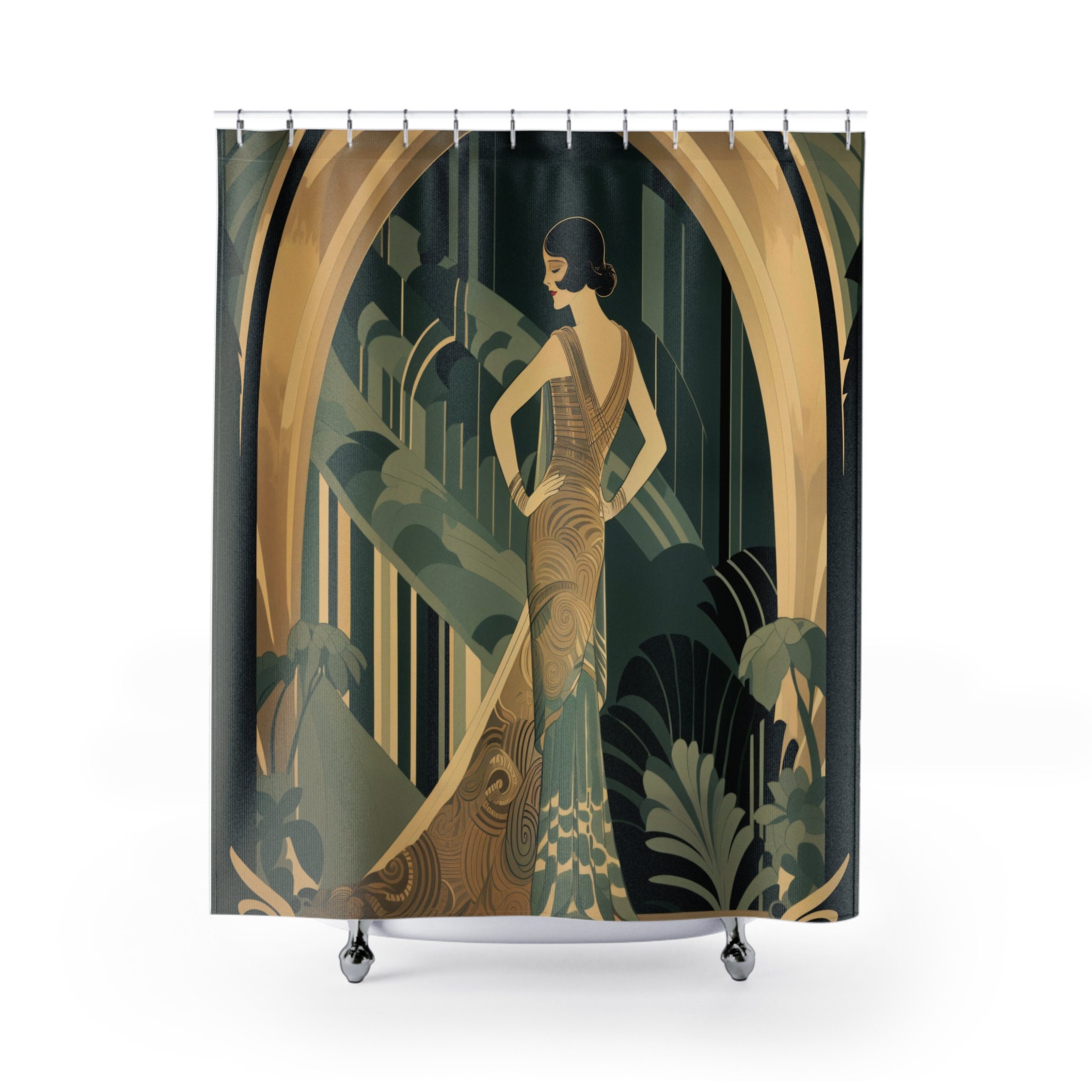 1920s Elegant Art Deco Vintage Flapper Shower Curtain Timeless Classic ...