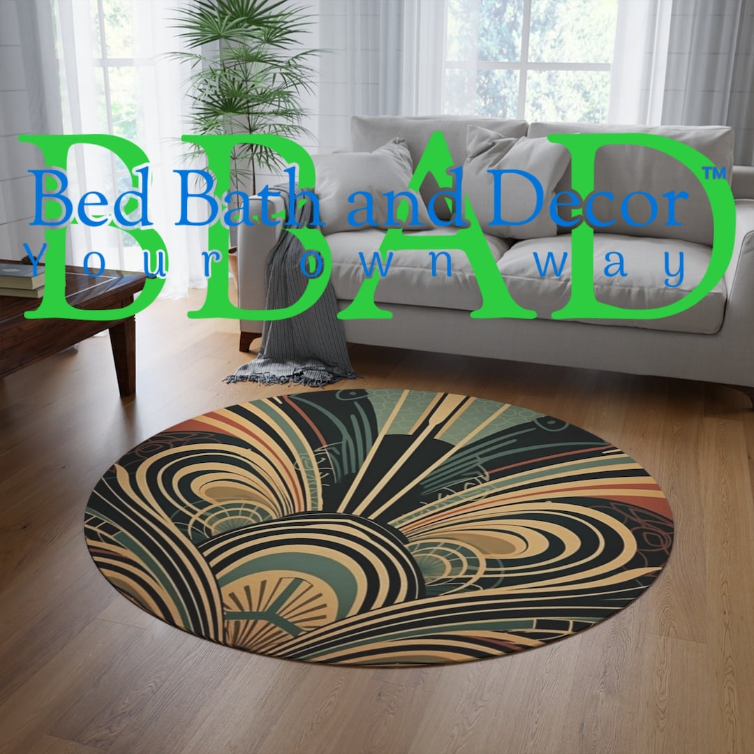 Art Deco Chenille Round Rug Retro 60x60 Luxury Floor Decor - Etsy