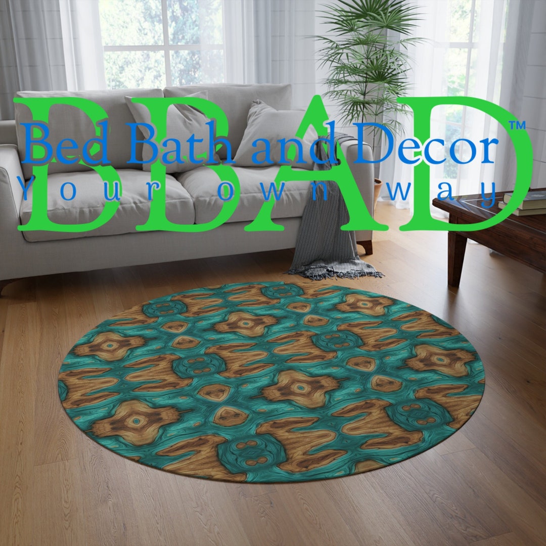 Artistic Wood Grain Mandala Round Rug 60x60 Designer Chenille Carpet ...