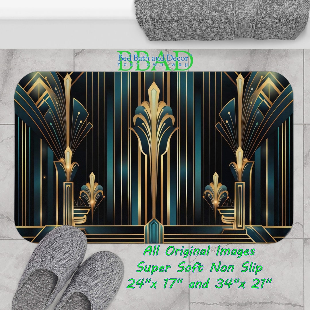 Art Deco Bath Mat - Elegant Vintage Design, Non-slip Luxury Bathroom ...