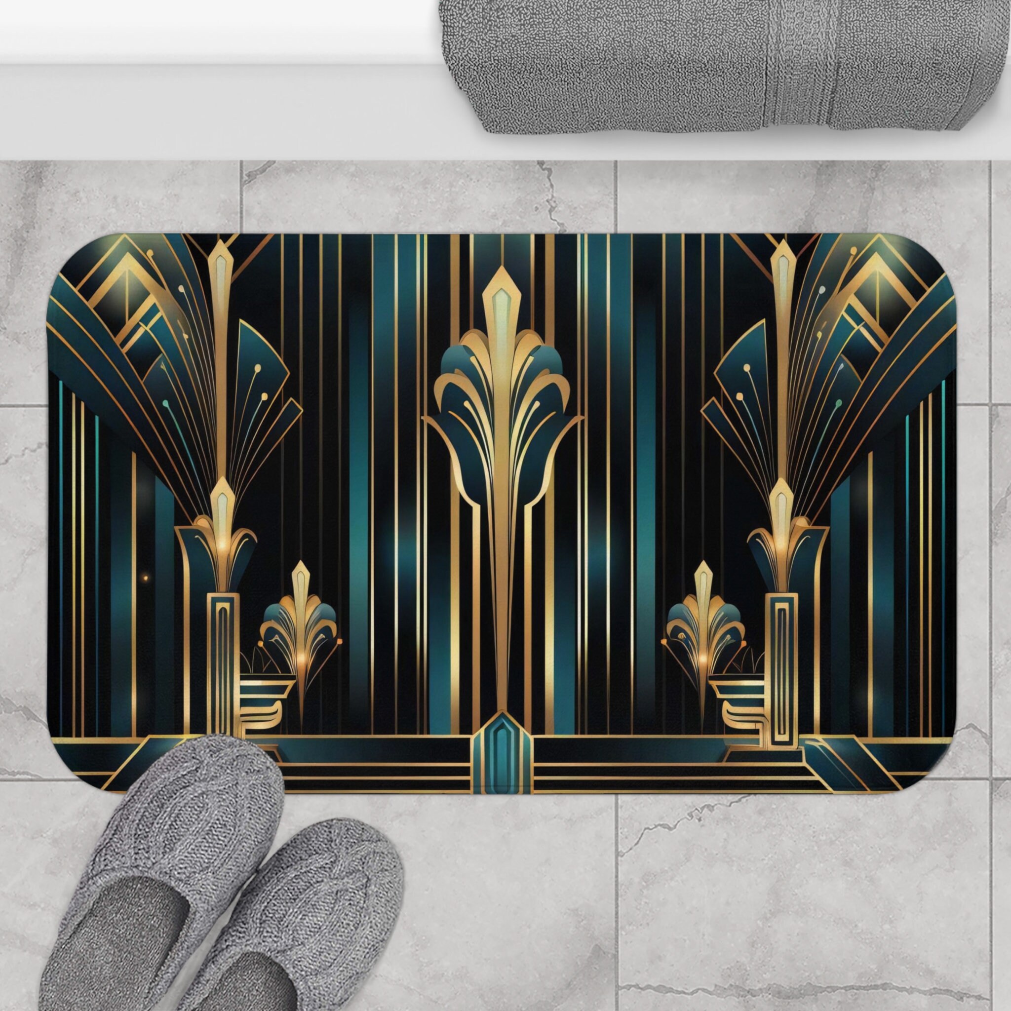 Art Deco Bath Mat Elegant Vintage Design, Non-slip Luxury Bathroom Rug ...