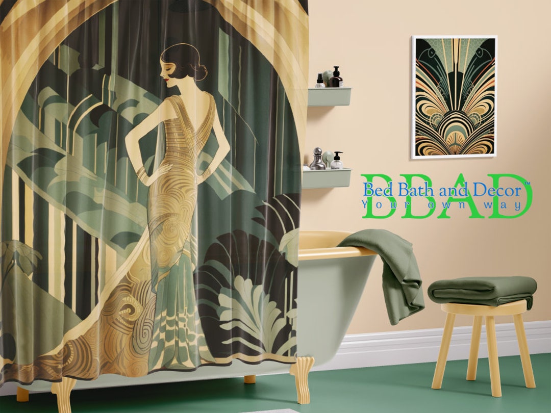 1920s Elegant Art Deco Vintage Flapper Shower Curtain Timeless Classic ...