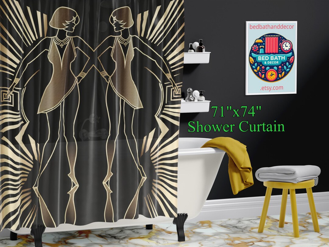 Art Deco Flapper Shower Curtain - 1920s Vintage Bathroom Decor ...