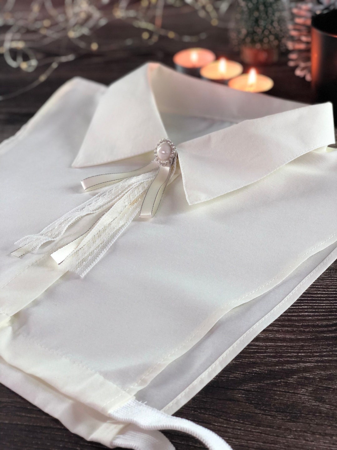 30 Cm Cream Color Collar,bow Detailed Fake Collar, Bow Brooch, Gift for ...