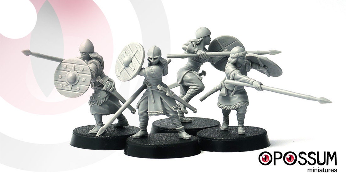 Female Viking Warriors With Spears Miniature Set, 28mm Resin, SAGA ...