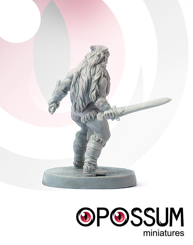 Human Barbarian Miniature, 28mm for Tabletop RPG, Dnd Wargaming and ...