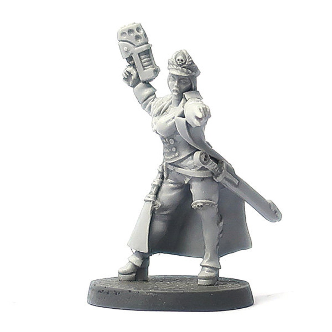 Grimdark Female Captain Miniature, 28mm Resin Guard Woman - Etsy