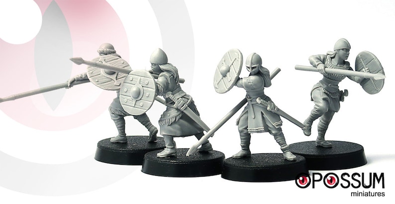 Female Warriors With Spears Miniature Set, 28mm Resin, SAGA, Historica ...