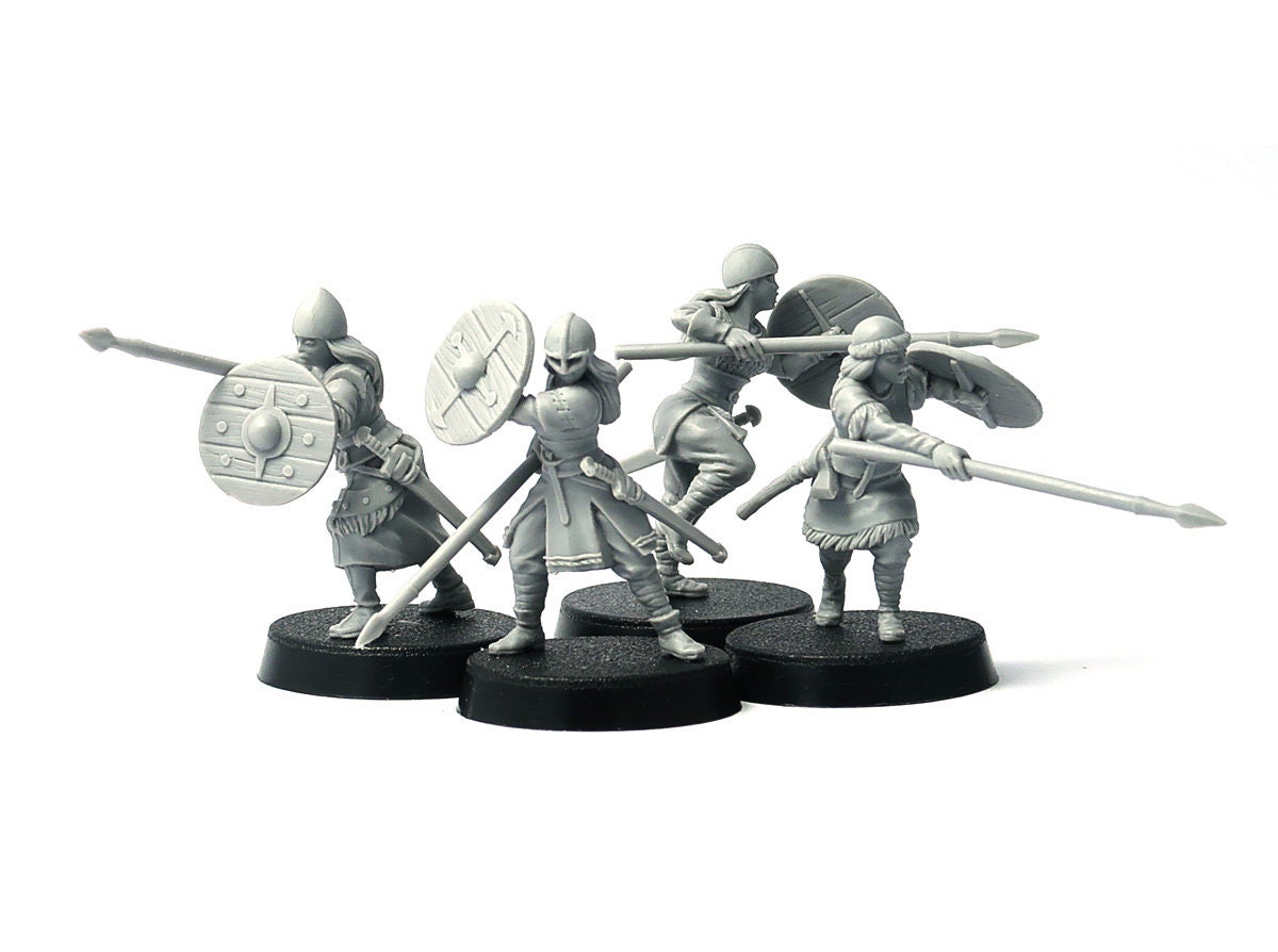 Female Warriors With Spears Miniature Set, 28mm Resin, SAGA, Historica ...