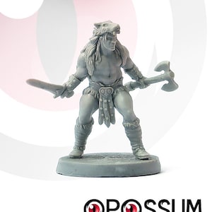Human Barbarian Miniature, 28mm for Tabletop RPG, Dnd Wargaming and ...