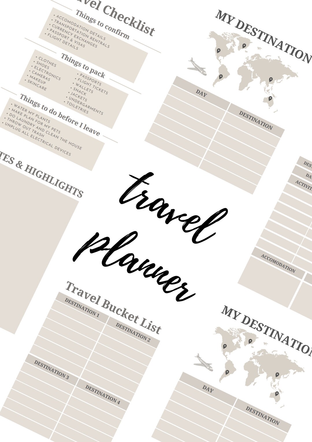 Editable Travel Planner | Trip Itinerary and Planner | Canva | Digital ...