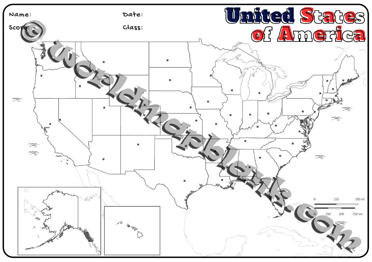USA Map Worksheets – States and Capitals - Etsy